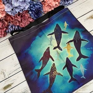 Bags | Ecofriendly Folding Blue Ocean Whale Tote Bag | Poshmark
